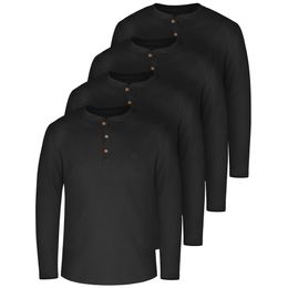 Normani 4er Set Herren Langarm Shirts aus Bio-Baumwolle Neuville in Schwarz | Gr.: S