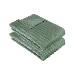 Erwin Müller Erwin Müller Fleece, Microfaser Wohndecke 2er-Pack Aosta in pistazie | Gr.: 130 x 170 cm