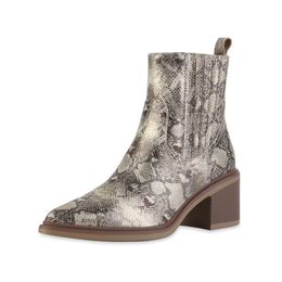 VAN HILL Klassische Stiefeletten Lenora in Gold Snake | Gr.: 37
