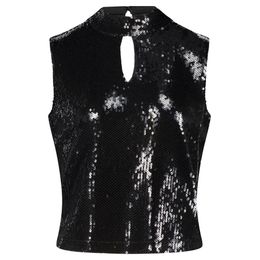 Vera Mont Pailletten-Top mit Stehkragen in Schwarz | Gr.: 38