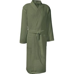 Erwin Müller Erwin Müller Piqué Unisex-Bademantel lang Hohenfels in oliv | Gr.: S