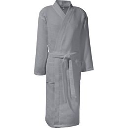 Erwin Müller Erwin Müller Piqué Unisex-Bademantel lang Hohenfels in hellgrau | Gr.: S