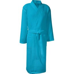 Erwin Müller Erwin Müller Piqué Unisex-Bademantel lang Hohenfels in türkis | Gr.: M