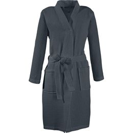 Erwin Müller Erwin Müller Piqué Unisex-Bademantel kurz Hohenfels in anthrazit | Gr.: S