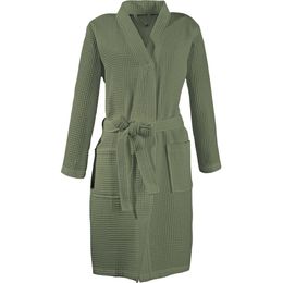 Erwin Müller Erwin Müller Piqué Unisex-Bademantel kurz Hohenfels in oliv | Gr.: XL