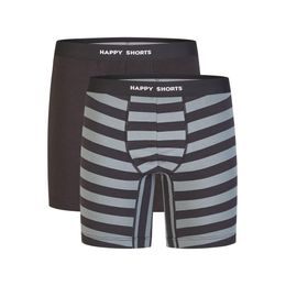Happy Shorts Langer Boxer Jersey in schwarz, grau | Gr.: M