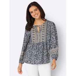 WITT WEIDEN Druckbluse in rauchblau-champagner-bedruckt | Gr.: 40