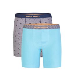 Happy Shorts 2er-Set: Boxershorts in Hellblau/ Dunkelblau | Gr.: L