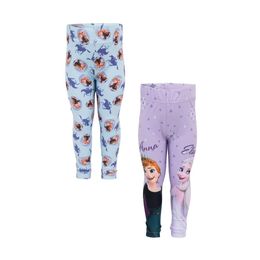 Disney Frozen M&auml;dchen Leggings Doppelpack mit Anna & Elsa Motiv in Mehrfarbig | Gr.: 110/116