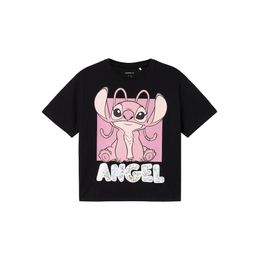 name it T-Shirt 'NKFNyri Stitch' M&auml;dchen Gr&ouml;&szlig;e 122/128 rosa / pitaya / schwarz / wei&szlig;
