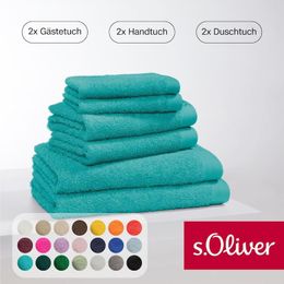 s.Oliver Handtuch Set »Premium Qualität, 600 gr/m²« Set 6 Stk. Walkfrottier 2 Gästetücher 30x50, 2 Handtücher 50x100, 2 Duschtücher 70x140 türkis...