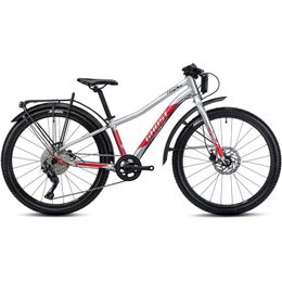 GHOST Trekkingrad &raquo;Kato 24 Pro EQ&laquo; 10 Gang Shimano Deore RD-M600 Schaltwerk Kettenschaltung f&uuml;r Damen und Herren, Kettenschaltung silber Trekkingrad