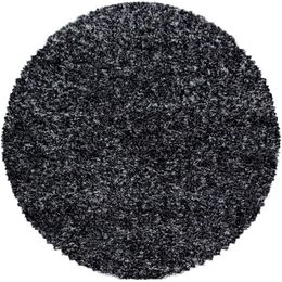 Ayyildiz Teppiche Hochflor-Teppich &raquo;Enjoy Shaggy&laquo; rund 50 mm H&ouml;he melierter Langflor, Wohnzimmer grau Kunstfaser