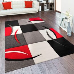 Paco Home Teppich &raquo;Diamond 665&laquo; rechteckig 17 mm H&ouml;he Karo Muster, 3D-Design, auch als L&auml;ufer, Wohnzimmer, Schlafzimmer rot Obermaterial: 100%...