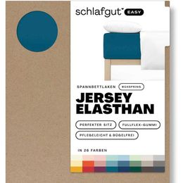 Schlafgut Spannbettlaken »EASY Jersey Elasthan Boxspring« MADE IN GREEN by OEKO-TEX Petrol Deep Obermaterial: 95% Baumwolle, 5% Elasthan
