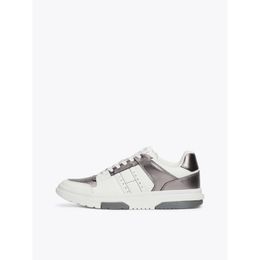 Tommy Jeans Plateausneaker »THE BROOKLYN METALLIC«, Freizeitschuh, Halbschuh, Schnürschuh mit seitlichem Logo weiß-grau 41 41 Trendiger...