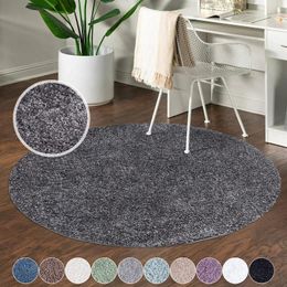 Carpet City Hochflor-Teppich »City Shaggy« rund 30 mm Höhe Teppich Langflor, Uni, Shaggy, flauschig-weich anthrazit Obermaterial: 100% Polypropylen...
