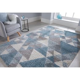 FLAIR RUGS Hochflor-Teppich &raquo;Nuru&laquo; rechteckig 30 mm H&ouml;he Shaggy Berber Optik, Teppich, Wohnzimmer, Schlafzimmer blau Polypropylen