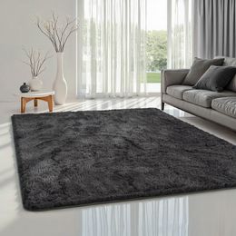 the carpet Teppich »Soft Shaggy« rechteckig 35 mm Höhe Flauschiger Hochflor Teppich, Wohnzimmer, Anti-Rutsch Unterseite Anthrazit Obermaterial:...
