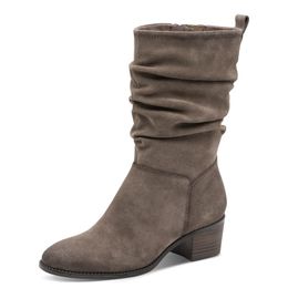 Tamaris Stiefel, Blockabsatz, Kurzstiefel mit Falten am slouchy Schaft taupe 40 40 Kurzstiefel im coolen Western-Look