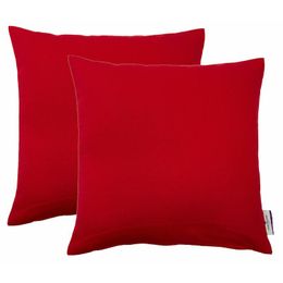 Tom Tailor HOME Dekokissen »Dove« unifarben, Kissenhüllen ohne Füllung, 2er Pack rot + unifarben Obermaterial: 100% Baumwolle B/L: 58 cm x 58 cm