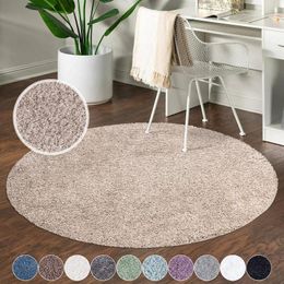 Carpet City Hochflor-Teppich &raquo;City Shaggy&laquo; rund 30 mm H&ouml;he Teppich Langflor, Uni, Shaggy, flauschig-weich beige Obermaterial: 100% Polypropylen &Oslash;...