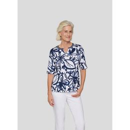 Rabe Rundhalsshirt mit floralem Muster Marine 50 50 Halbarmshirt von Rabe MODEN