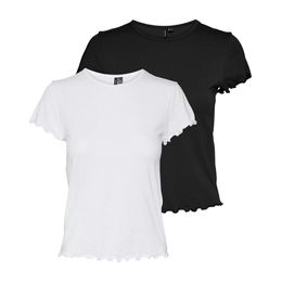 Véro Moda VERO MODA T-Shirt 'VMBarbara' Damen Größe L schwarz / offwhite