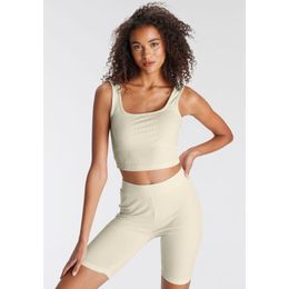 Lascana Shorty bestehend aus Top und Shorts aus Rippmaterial, Homewear-Set beige 44/46 44/46 Set aus Radlerhose und Top