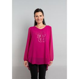 Seidel Moden Langarmbluse in eleganter 2 in 1 Optik - MADE IN GERMANY magenta 50 50 Langarm-Bluse von Seidel Moden
