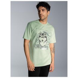 TRIGEMA T-Shirt »T-Shirt mit großem Husky-Printmotiv« 1 Stk. tlg. green tea L L DELUXE-Single-Jersey