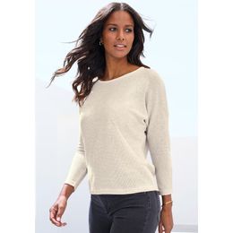 Vivance Damen Langarmshirt &raquo;aus weichem Strukturstrick&laquo; aus b&uuml;gelfreier Qualit&auml;t beige 36/38