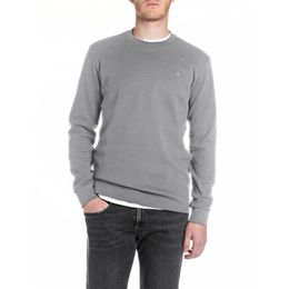 Replay Longsleeve Regular Fit, Rundhalsform lead grey XXL XXL Pullover von Replay