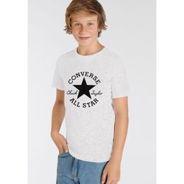 T-Shirt Converse "CNVB DISSECTED CHUCK PATCH SS", Jungen, Gr. 134/140, grau (grau meliert), Single Jersey, Obermaterial: 60% Baumwolle, 40% Polyester, meliert, Basic, Rundhals, Shirts, für Kinder
