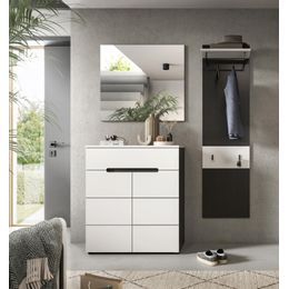 Garderoben-Set Inosign "REHAT, TOPSELLER, 3-teilig, Breite 140 cm, individuell erweiterbar", basalt grau nb, weiß nb, Kastenmöbel-Sets, Garderobenkombination, Kombination, Set, Flurgarderobe, Diele