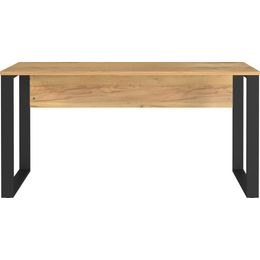Schreibtisch Germania "Adrano", schwarz (navarra, eiche, nachbildung, schwarz, schwarz, navarra, eiche, nachbildung), B:150cm H:74cm T:60cm, Tische, mit vorderer Blende, Breite 150 cm, Made in Germany