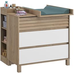Wickelkommode GAMI "Achille Wickelkommode", blond eiche nachbildung, weiß, blond eiche nachbildung, weiß, B:94cm H:86cm T:77cm, Spanplatte, Wickelkommoden, Viel Stauraum für Utensilien, funktionell und durchdacht.