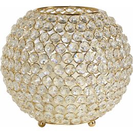 Windlicht Home Affaire "Kristall", gold (goldfarben), H:18cm Ø:21cm, Aluminium, Glas, Kerzenhalter