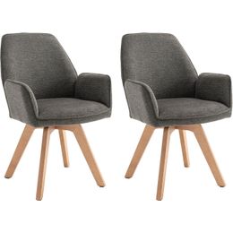Esszimmerstuhl ByLiving "Tony", anthrazit, natur, B:57cm H:89cm T:61cm, Massivholz, Metall, Stoff, Stühle, mit Massivholzgestell eichefarbig, 360 Grad drehbar, hoher Sitzkomfort