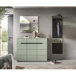 Garderoben-Set Inosign "REHAT, TOPSELLER, 3-teilig, Breite 180 cm, individuell erweiterbar", basalt grau nb, smoke grün nb, Kastenmöbel-Sets, Garderobenkombination, Kombination, Set, Flurgarderobe, Diele