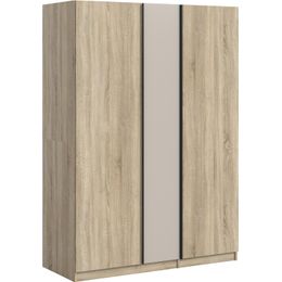 Kleiderschrank Home Affaire "BENDINGO, TOPSELLER, Schlafzimmerschrank, Schrank, Garderobenschrank", eiche sonoma nachbildung, kaschmir, B:130cm H:183cm T:53cm, FSC-zertifizierter Holzwerkstoff, Schränke, Breite 130cm, Eiche NB, 3-türig, 2 Kleiderstangen und 6 Böden