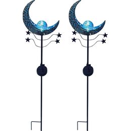 Gartenleuchte Luxform "Solar-Erdspieß-Gartenlampe - Mandala - 2 Stück", blau (bronzefarben, blau), 2 Stk., Leuchten, Dekoratives Gartenornament
