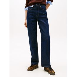 Straight-Jeans Tommy Jeans "LAYLA HR SLIM STR", Damen, Gr. 26, Länge 30, blau (denim schwarz), Denim/Jeans, Obermaterial: 99% Baumwolle, 1% Elasthan, unifarben, slim fit knöchellang, Jeans, in Knöchellänge