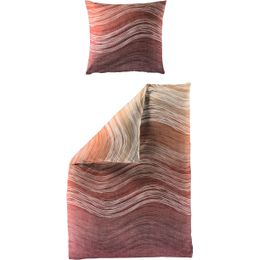 Bettwäsche Bierbaum "4061", orange, B/L: 135cm x 200cm, 1 Stk., 1 Stk., Mako-Satin, B/L: 80cm x 80cm, 2 Stk., Mako-Satin, Obermaterial: 100% Baumwolle, Bettwäsche, Mako-Satin, 100 % Baumwolle, pflegeleicht