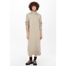 Strickkleid Only "ONLBRANDIE L/S ROLL NECK DRESS", Damen, Gr. S (36), N-Gr, grau (pumice stone), Strick, Obermaterial: 81% Polyacryl, 19% Polyester, meliert, lässig geschnitten wadenlang, Kleider