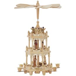 Weihnachtspyramide Home Affaire "Weihnachtsdeko", beige (natur), H:45cm, Holz teilmassiv, Weihnachtspyramiden, 3 Etagen