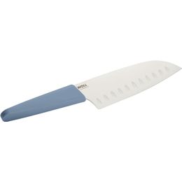 Santokumesser Woll "Cutting Edge", blau, Klingenlänge 18cm, Edelstahl, Kunststoff, Kochmesser, aus deutschem Edelstahl gemäß DIN 1.4116