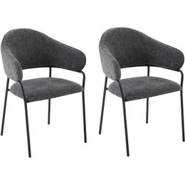 Esszimmerstuhl ByLiving "Curve", dunkelgrau, schwarz, B:60cm H:86cm T:58cm, Metall, Stoff, Stühle, moderner Stoff Stuhl mit gemütlichem Sitzkomfort, verschiedene Farben.