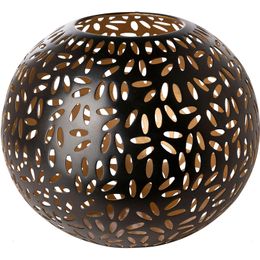 Windlicht Fink "DARIA", schwarz, H:20cm Ø:24cm, Eisen, Kerzenhalter, Kerzenhalter aus Eisen, pulverbeschichtet, mit Cut-Outs