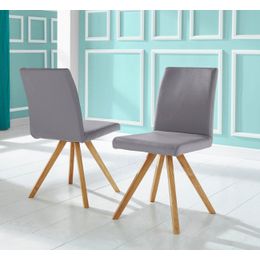 Schalenstuhl Home Affaire "Rio", grau (grau, eiche natur geölt), B:46cm H:91cm T:63cm, Stühle, Bezug in Kunstleder oder Strukturstoff und das Gestell ist Eiche geölt